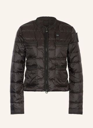 Blauer Lightweight-Daunenjacke Mit R&uuml;schen schwarz