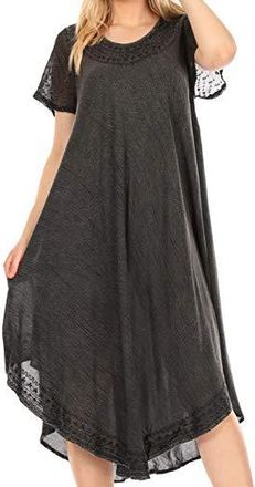 Sakkas 00931 Robe Caftan à Manches Courtes Everyday Essentials/Cover Up - 1-Black - OS