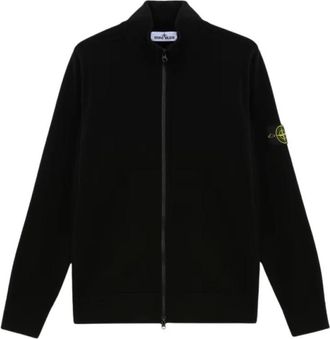 Stone Island Gerippter Cardigan mit Rei&szlig;verschluss - - Knitwear - Herren - Schwarzk - L