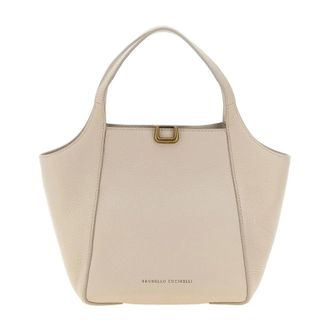 Brunello Cucinelli Sac &agrave; main en cuir &agrave; poign&eacute;e sup&eacute;rieure - Femme - Sacs - Beige - Taille: ONE Size