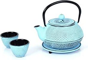 Echtwerk Echtwerk Teeservice aus Gusseisen, Teekanne 0,8 L mit abnehmbarem Sieb, Teebereiter mit Untersetzer, Teekannen-Set im Vintage-Design für Zubereitung v