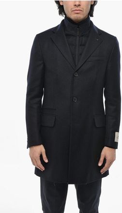 Corneliani CC COLLECTION Virgin Wool Gabardine Coat with Removable Ches size 50
