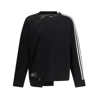 Yohji Yamamoto Homme, Sweatshirts et sweats &agrave; capuche, Noir, Taille: L Viscose Crew Neck SweaT-shirt