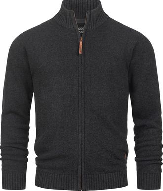 Indicode Herren INLut Strickjacke mit Stehkragen und Rei&szlig;verschluss | Cardigan Feinstrickjacke f&uuml;r M&auml;nner Raven, XL