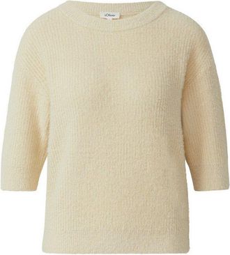 s.Oliver Kurzarmpullover Strickpullover Flauschiger Strickpullover mit halbem Arm