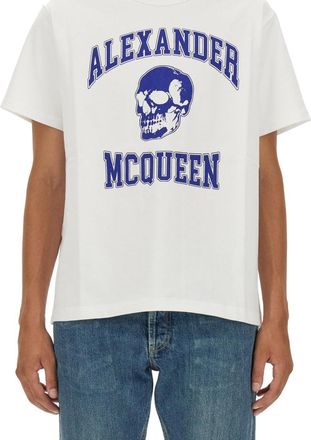 Alexander McQueen Skull Logo Cotton T-Shirt - White