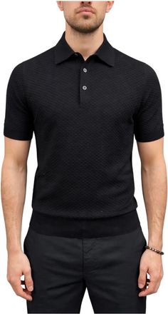 Gran Sasso Homme, Tops, Noir, Taille: 2XL Polo &agrave; Trois Boutons