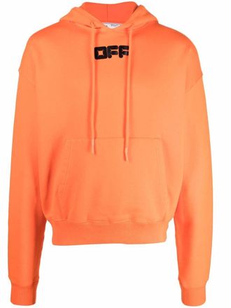 Off-white hoodie à lien de resserrage - Orange
