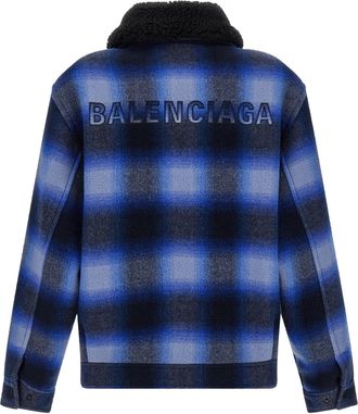 Balenciaga Mens Blue Virgin Wool Bomber Clothing