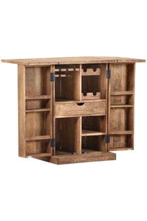 Landscape BAR, Natur, Schwarz, Holz, Metall, Mangoholz, massiv, 1 Schubladen, 60x94x52 cm, Beim&ouml;bel erh&auml;ltlich, Esszimmer, Barm&ouml;bel, Barschr&auml;nke & Theken