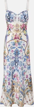 Camilla Verziertes Midikleid aus Seidensatin