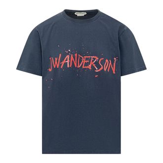 J.W.Anderson Homme, Tops, Bleu, Taille: S T-shirt Circulaire