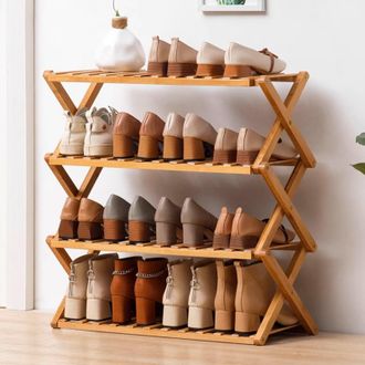 Generic Schuhregal aus Bambus, Faltbar Schuhst&auml;nder, Platzsparendes Vertikales Schuhregale for Eingangsbereich, Wohnzimmer, Schlafzimmer, Balkon, Studentenwoh
