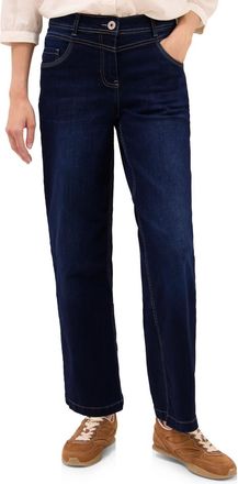 Cecil Damen 3716113 Wide Leg Jeans, Dark Blue wash, 26W x 32L