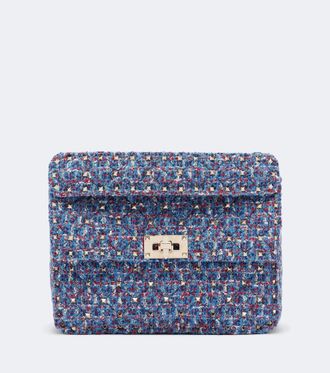 Valentino Garavani Henkeltasche Rockstud Spike Medium aus Tweed