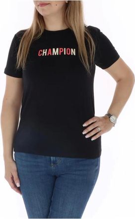Champion Femme, Tops, Noir, Taille: 38 FR T-shirt &agrave; manches courtes