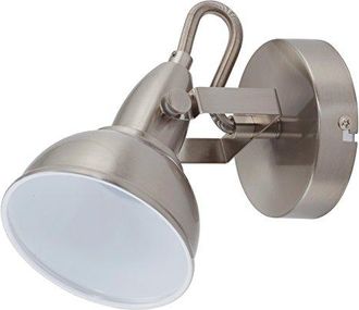 Briloner Wandlampe, Wandstrahler mit dreh-und schwenkbarem Spot im retro / vintage Design, Wandleuchte, Metall, E14, Satin-weiß