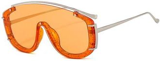 Generic Lunettes de soleil surdimensionnées une pièce 2026 pour femmes, décoration rétro, pour hommes, dégradé coloré, lunettes de soleil UV400, Orange orange