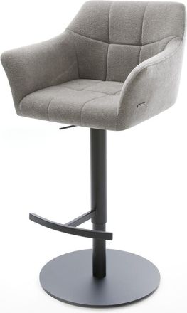 DELIFE Barstuhl Yulo-Flex Strukturstoff Soft Grau Drehfu&szlig; h&ouml;henverstellbar Metall Schwarz, Barst&uuml;hle