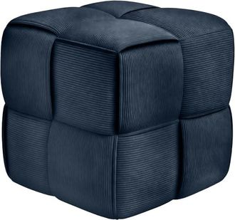 Clp Tabouret Forinta en Velours c&ocirc;tel&eacute;, carr&eacute; et rembourr&eacute;, Design Moderne Beige, Assise Confortable pour Salon et Chambre, Couleur:Bleu fonc&eacute;