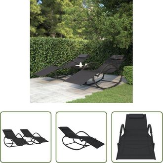 vidaXL Gartenstuhl - Schaukelliegen 2 Stk. Schwarz Stahl und Textilene