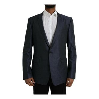 Dolce & Gabbana Blaue Wollblazer Einreihig - - Jackets - Herren - Blau - 3XL