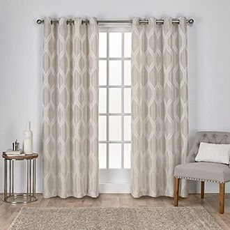 Exclusive Home Exklusive Home Montrose Ogee Fenster-Vorhang, Store-Paar aus geometrisch Strukturiertem Leinen, Jacquard, mit Ösen, Polyester, leinen, 54x84