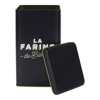 HowHomely | Mehldose Bistrot 2L schwarz - Metall Vorratsdose mit Deckel, Aufbewahrungsdose K&uuml;che f&uuml;r Mehl oder trockene Lebensmittel im Bistro Stil