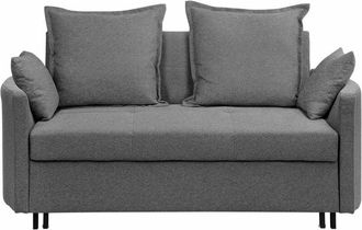 Beliani Schlafsofa 2-Sitzer HOVIN Stoff Grau