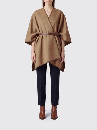 Max Mara Cape asym&eacute;trique en pure laine vierge avec ceinture ajustable