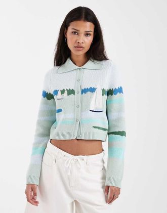 House of Sunny Sail Away Tripper - Strickjacke in Aquablau