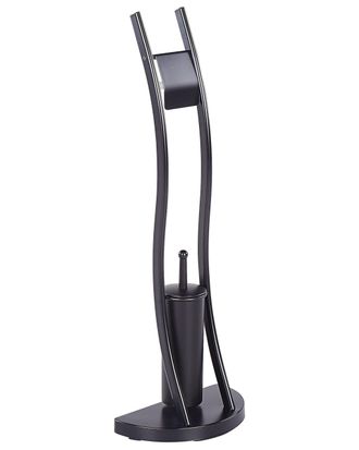 Beliani Freistehender Toilettenpapierst&auml;nder mit B&uuml;rste schwarz Stahl modern Soacha