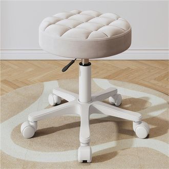 Generic H&ouml;henverstellbarer Rollhocker Mit Rollen & 360&deg; Drehfunktion - Weicher Kunstleder Sitz, Armlos Und R&uuml;ckenfrei, Ideal F&uuml;r B&uuml;ro, Homeoffice, Salon, Spa,