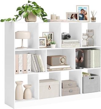 Vasagle Biblioth&egrave;que, Meuble de Rangement, &Eacute;tag&egrave;re, 11 Compartiments Ouverts, Utilisable &agrave; lHorizontale, sur le C&ocirc;t&eacute; ou &agrave; lEnvers, 30 x 126 x 100 cm, pour Sal