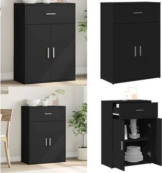 vidaXL Vidaxl - Buffet noir 60x30x84 cm bois dingénierie - Buffet Noir - Buffet Moderne - Meuble Rangement - Armoire Cuisine - Commode - Home & Living
