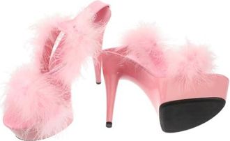 Frcolor Sandales à Talons Femme avec Tige Poils Plates-Formes Résistantes et Confortables Chaussures Été Élégantes pour Femmes Rose Couleur Aléatoire