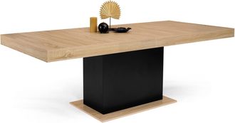 IDMarket Esstisch, ausziehbar, rechteckig, Eden, für 6-10 Personen, Holz und Schwarz, 160 - 200 cm