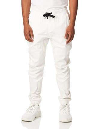 WT02 Herren Jogginghose aus Twill L&auml;ssige Hose, Weiss/opulenter Garten, Gro&szlig;