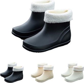 Generic Bottes de pluie en caoutchouc pour femme avec doublure en peluche, amovibles, imperm&eacute;ables, antid&eacute;rapantes, confortables, pour le travail, la p&ecirc;che, l