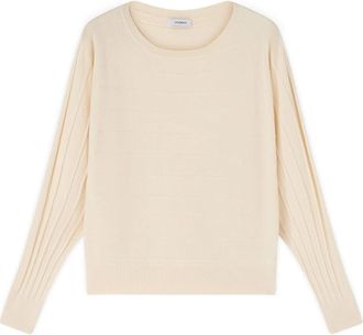 Motivi Rippstrick-Pullover mit Streifen - - Knitwear - Damen - Wei&szlig; - S