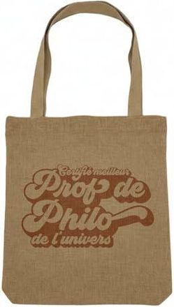 Fabulous Sac Shopping Tote Bag Aspect Lin - Certifi&eacute; meilleur prof de Philo de lunivers Philosophie Lycee Universit&eacute; - Sac Courses Toile Epaisse 360g Beige Nat