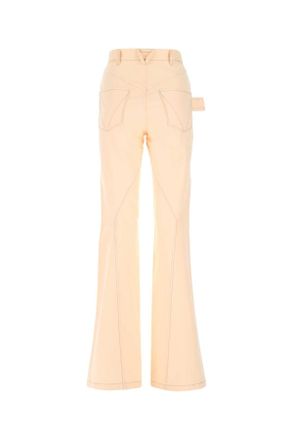 Bottega Veneta Womens Peach Cotton Wide Leg Pant Pink Exterior: Pantaloni Trousers