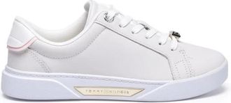 Tommy Hilfiger Femme, Chaussures, Blanc, Taille: 41 EU Golden HW Court