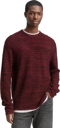 Tom Tailor Herren 1049199 Pullover, 28647-Burned Red Black Mouline, XXL
