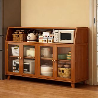 Generic Vintage-Sideboard mit halbtransparenten Schrankt&uuml;ren, Arbeitsplatte mit Platz for Mikrowelle und Kaffeemaschine, Teeschrank und Aufbewahrungsm&ouml;bel for