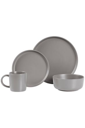 Novel Kombiservice Salerno, Grau, Keramik, 16-teilig, Uni, 410 ml,900 ml, Lfgb, lebensmittelecht, Essen & Trinken, Geschirr, Geschirr-Sets, Kombiservice