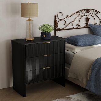 Generic Aufbewahrungsschrank, 3 Schubladen, Moderner Nachttisch aus Holz für Zuhause und Schlafzimmer (Black)