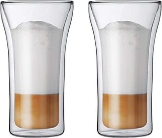 Bodum Assam 2-teiliges Kaffeeglas-Set (Doppelwandig, Mundgeblasen, Spülmaschinengeeignet) transparent, 4547-10US, 0,4L