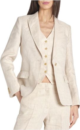 Max Mara Femme, Vestes, Beige, Taille: 42 FR Giacca in lino ad un bottone