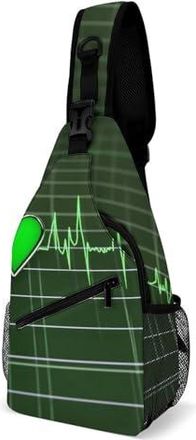 Generic Sacoche Port&eacute; &eacute;paule Coeur vert mignon et frais qui bat Durable Sacs &agrave; Bandouli&egrave;re Antivol Crossbody Bag pour Camping &eacute;cole Homme